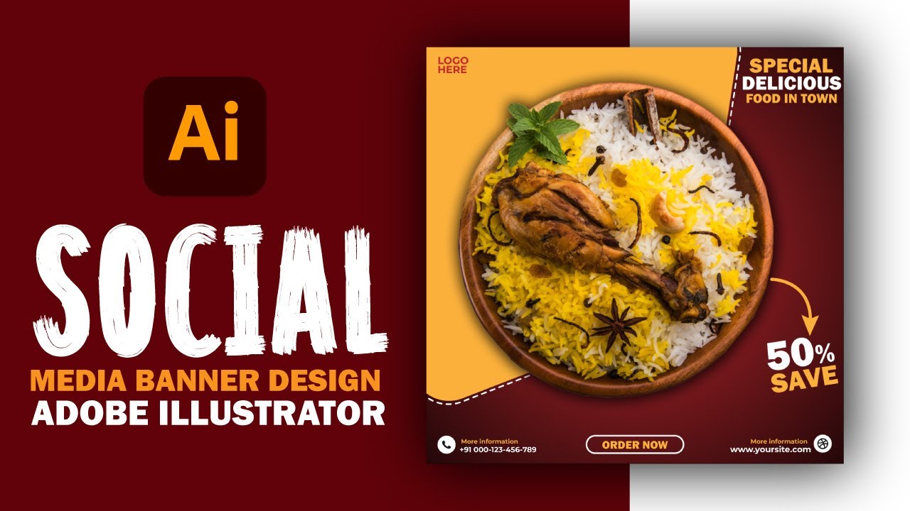 Adobe Illustrator Social Media Banner Graphics Design Youtube