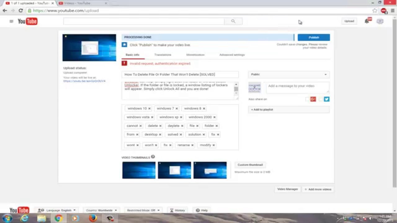 Invalid Request Authentication Required On Youtube Solution Youtube