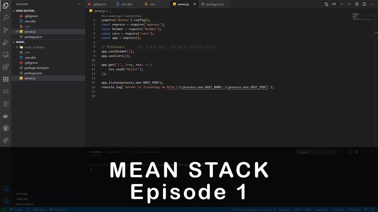 Mean Stack Tutorial Project Setup Youtube