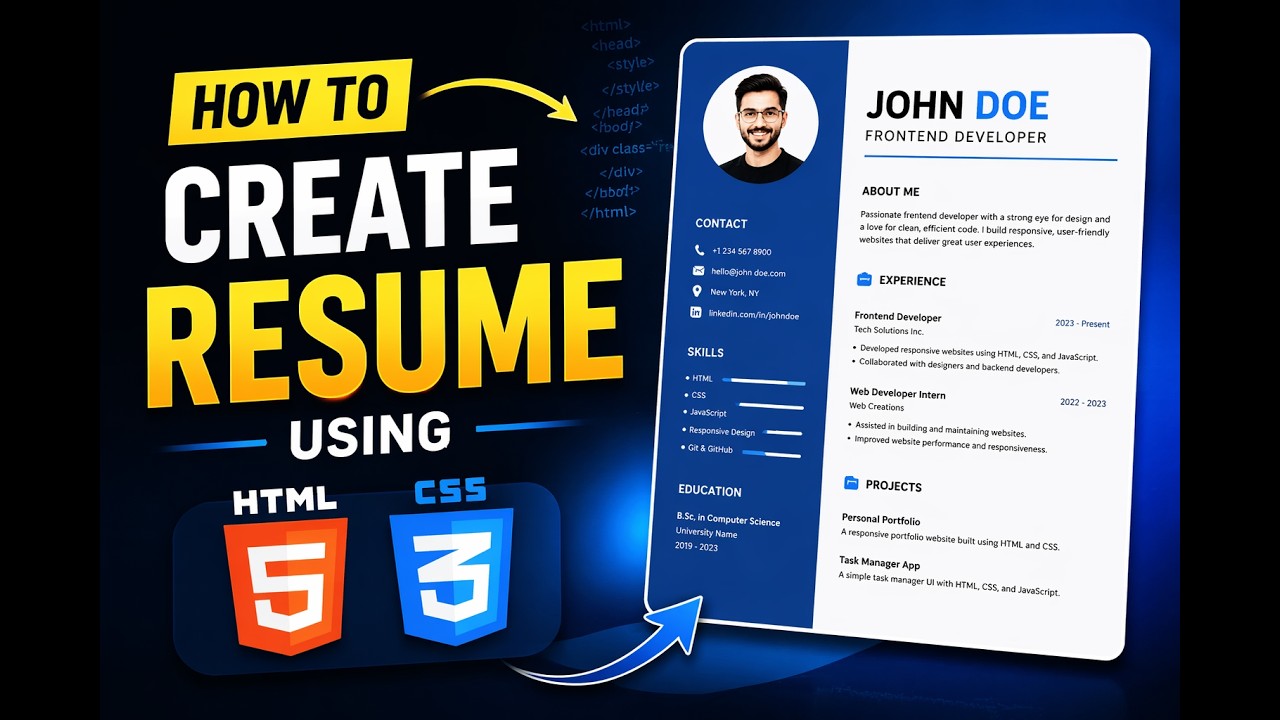 How To Create Resume Using Html And Css Youtube