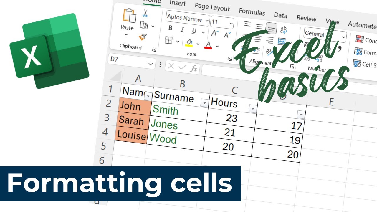 Microsoft Excel Formatting Cells Youtube