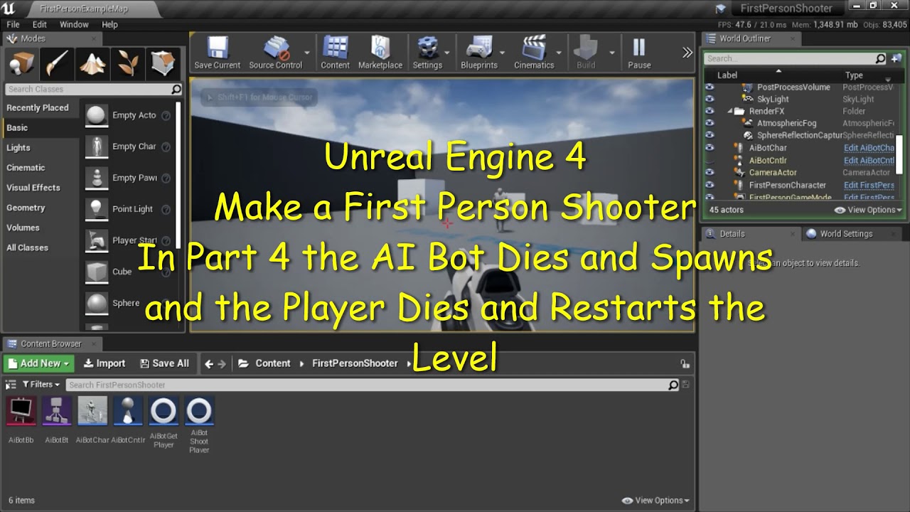 Ue4 First Person Shooter Part 4 Ai Bot Dies Spawns And Player Dies