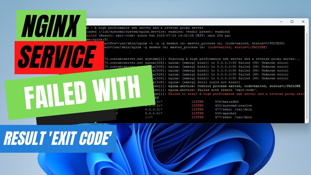 Nginx Service Failed With Result Exit Code Code Exited Status 1
