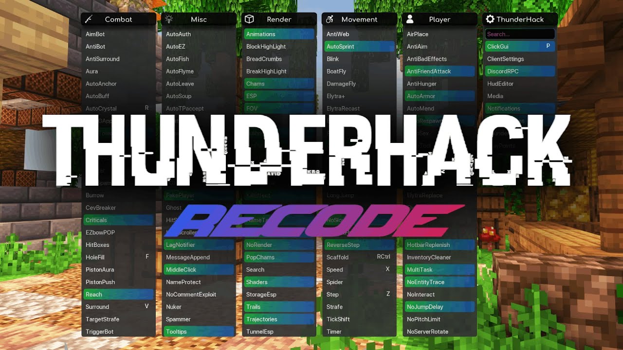 Thunderhack Recode Showcase 1 21 Minecraft Hack Client Youtube