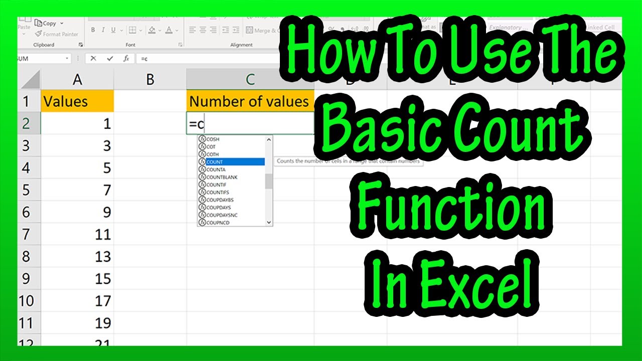 How To Use The Basic Count Function In Excel Explained How To Count