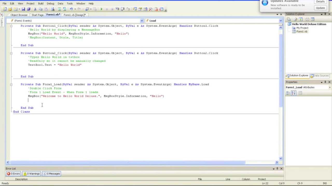 Hello World Visual Basic Youtube