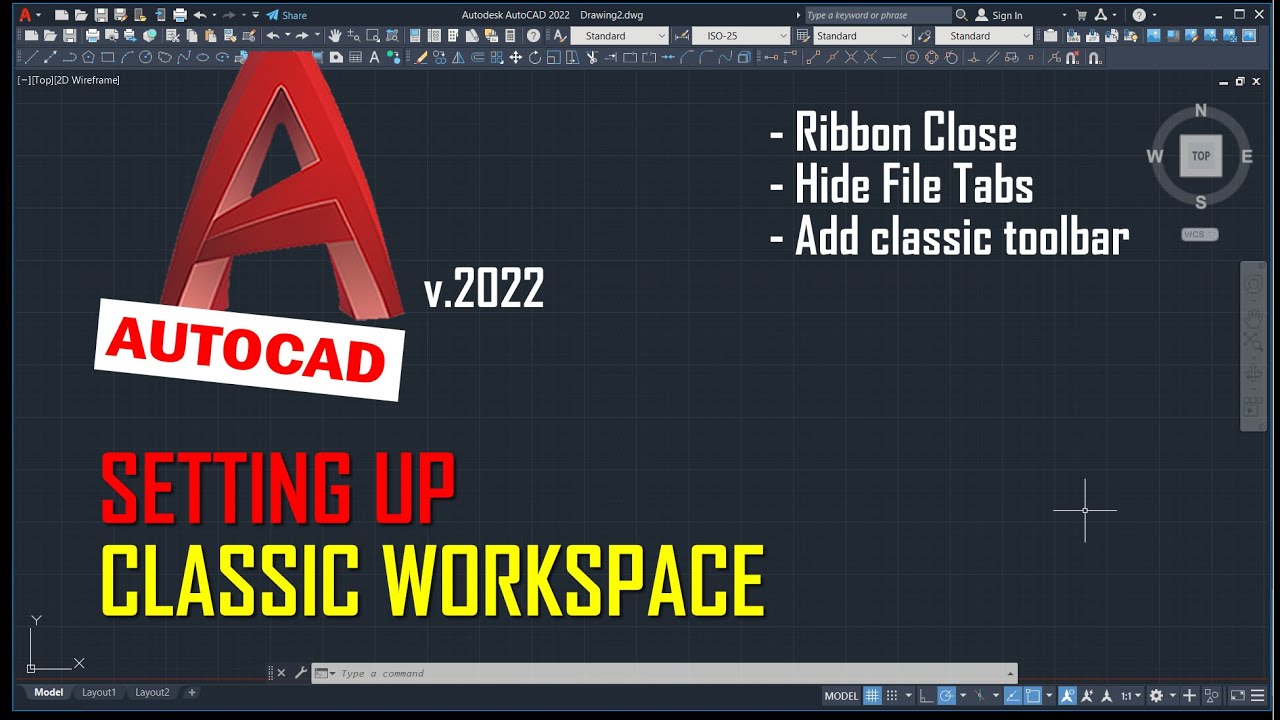 Autocad 2022 Classic Workspace Settings Youtube