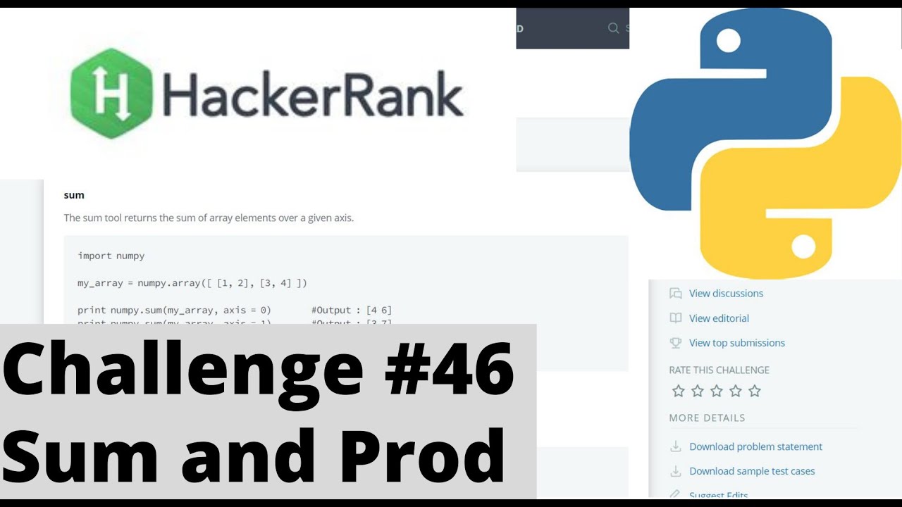 Hackerrank Python Challenge 46 Sum And Prod Youtube