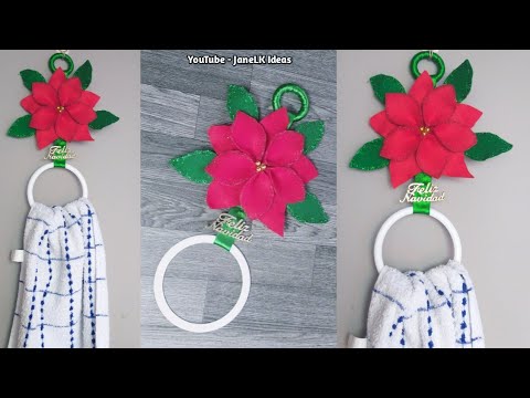 Porta Toalla De Cocina Para Navidad Flor De Nochebuena Manualidades