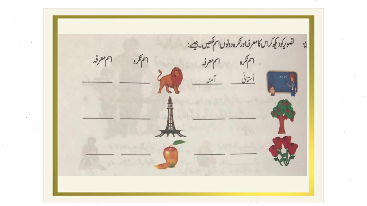 Class 3 Urdu Isum Marafa Nakra Worksheet 7 Youtube