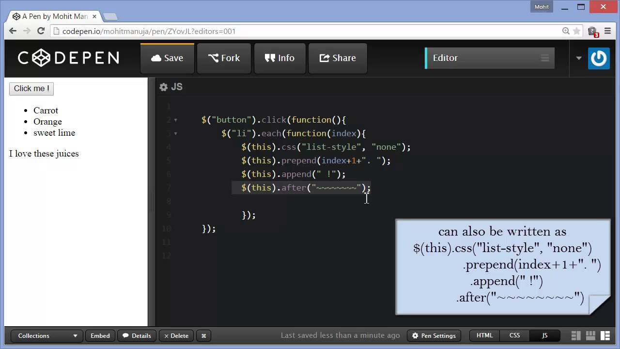 Jquery Each Is Before After Append And Prepend Events And Methods