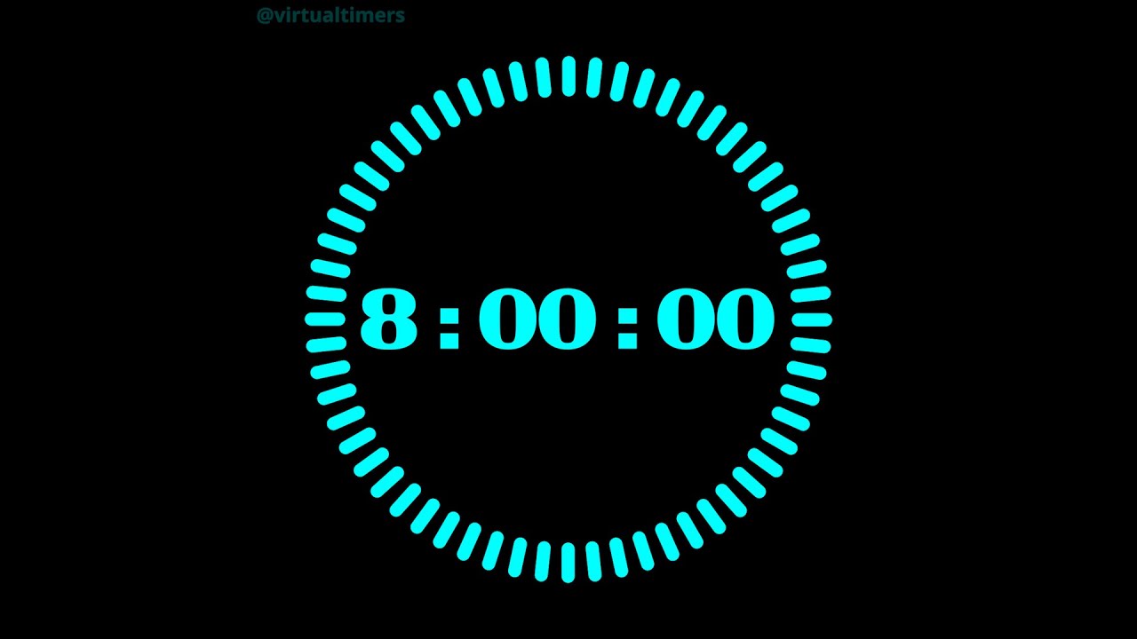 8 Hours Countdown Timer With Alarm And Progress Visualizer Radial