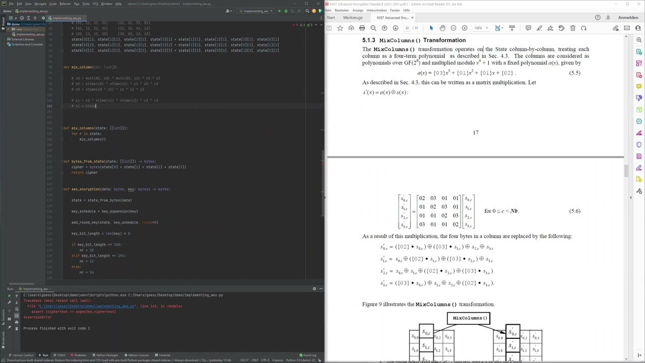 Cryptography With Python 11 Implementing Aes In Python 5 Youtube