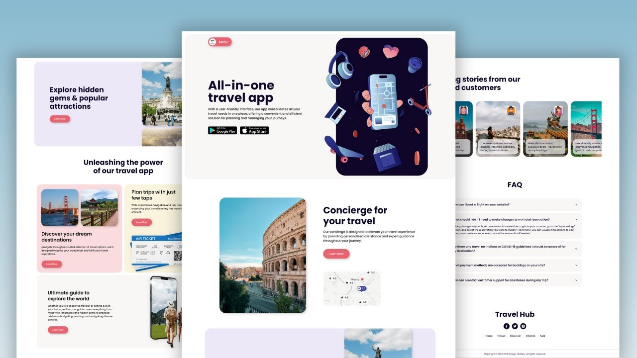 Build Travel Website Using Html Css And Javascript Responsive Landing