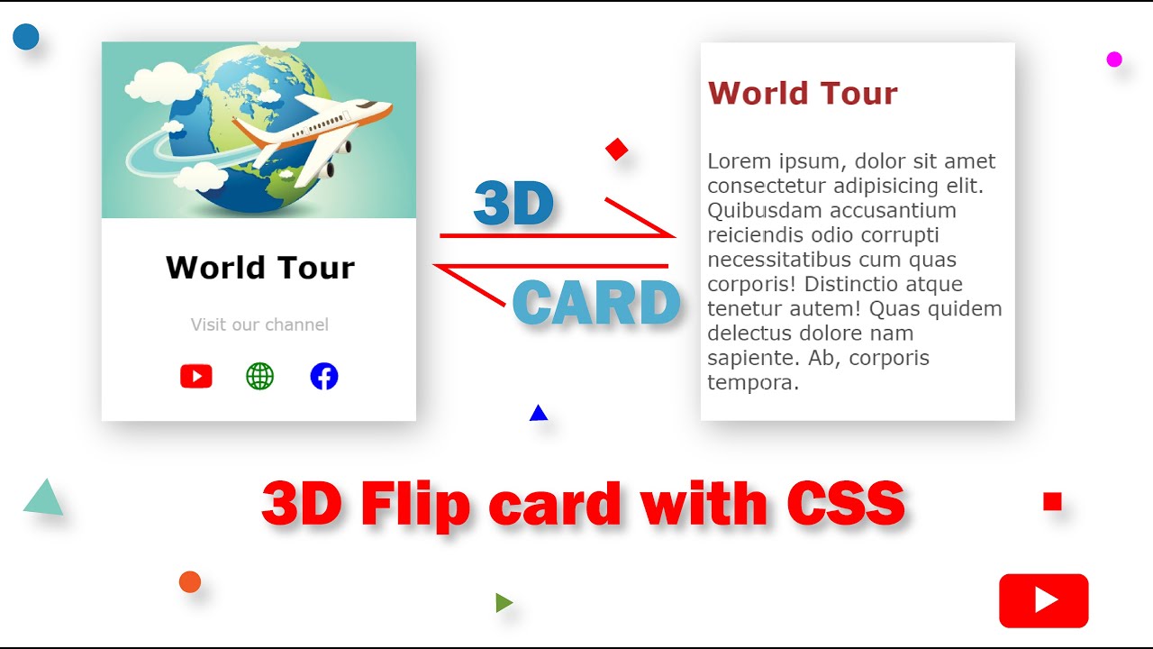 How To Create 3d Flip Card With Html And Css Youtube