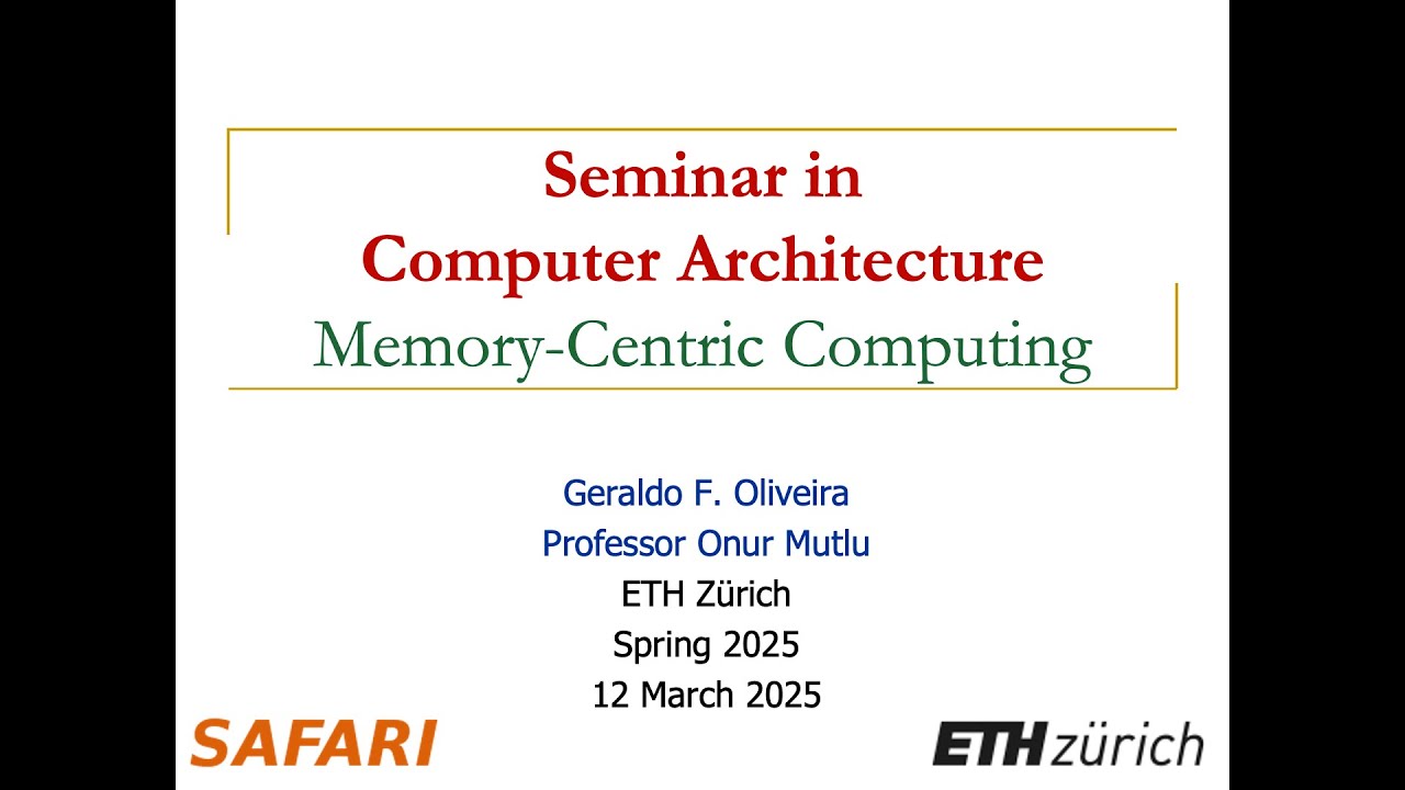 Seminar In Computer Architecture Lecture 3 Memory Centric Computing