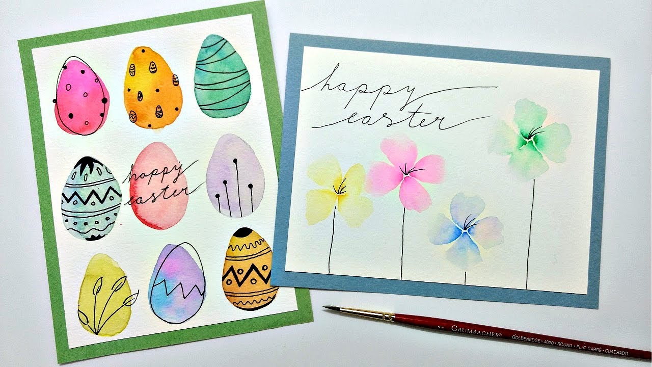 2 Watercolor Easter Cards Tutorial Part 2 Easy Watercolor Painting