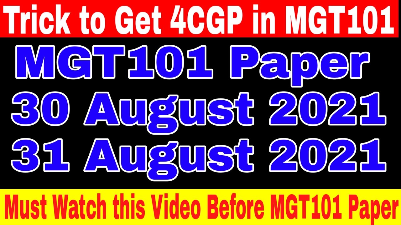 Mgt101 Currently Paper 2021 With Solution Mgt101 Exams Preparation