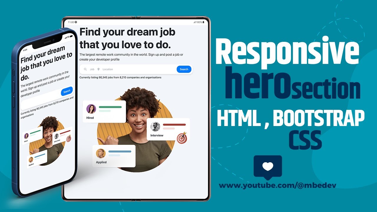 Responsive Hero Section Html Bootstrap 5 Tutorial Youtube