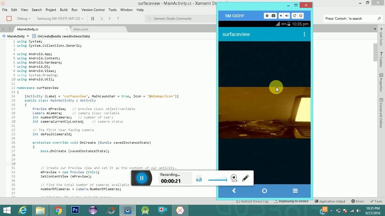 Xamarin Camera Surfaceview Android Youtube