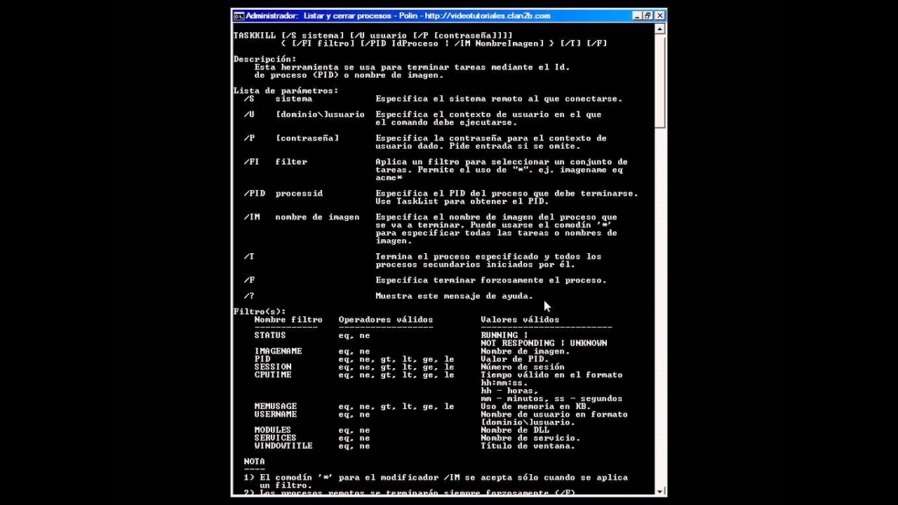 Tasklist Taskkill Comandos Msdos Youtube