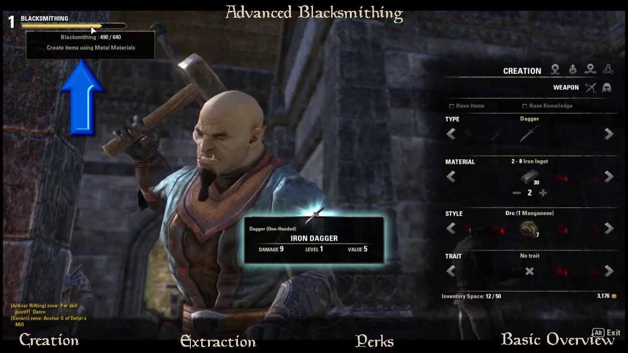 Eso Vlog Ep 8 Eso Advanced Blacksmithing Leveling Guide Youtube