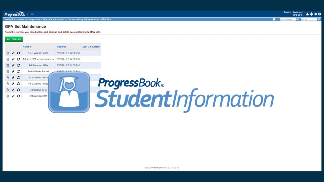 Progressbook Studentinformation Creating A Gpa Set Youtube