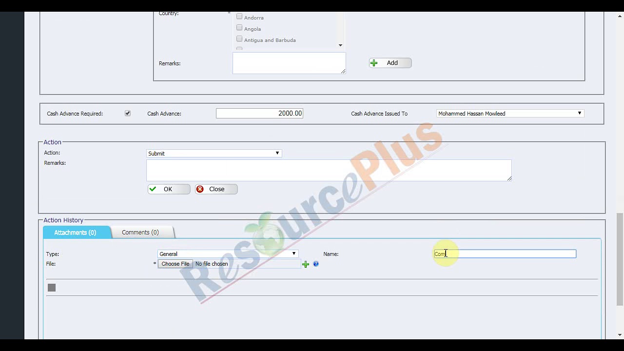 How To Request Business Travel Thru Workflow In Resourceplus Hrms