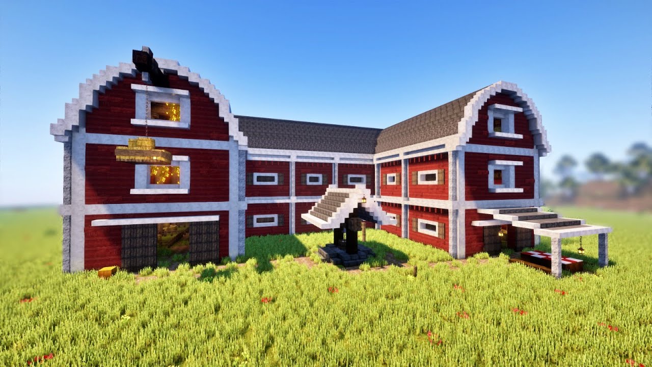 Minecraft How To Build An Ultimate Barn Tutorial Youtube