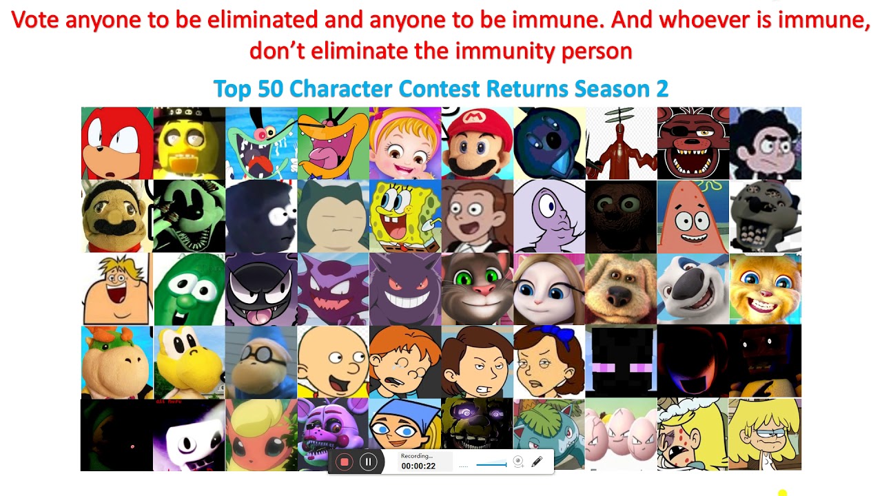 Top 50 Character Contest Returns Season 2 1 Closed Youtube