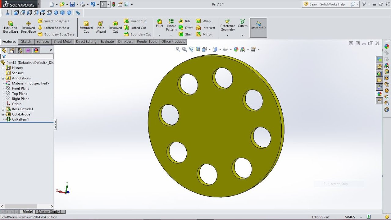 Solidworks Tutorial Circular Pattern Youtube