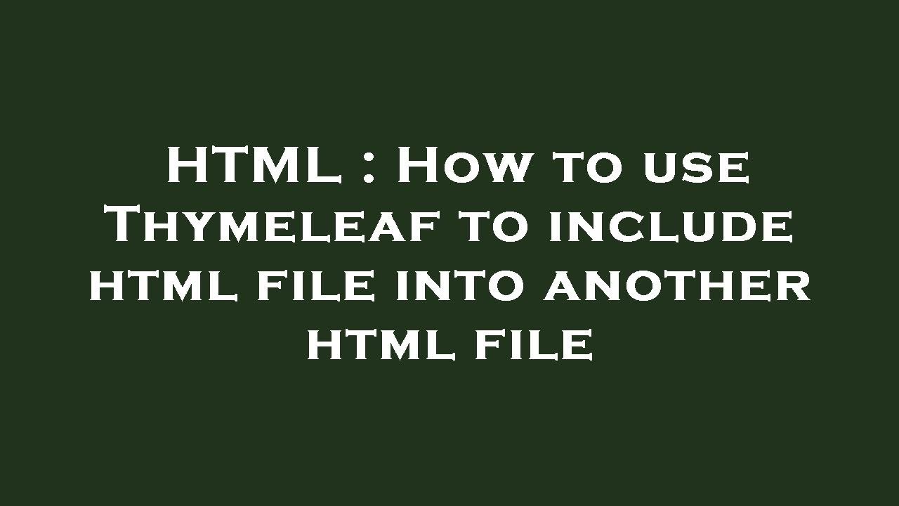 Thymeleaf Html At Dorothy Ledford Blog