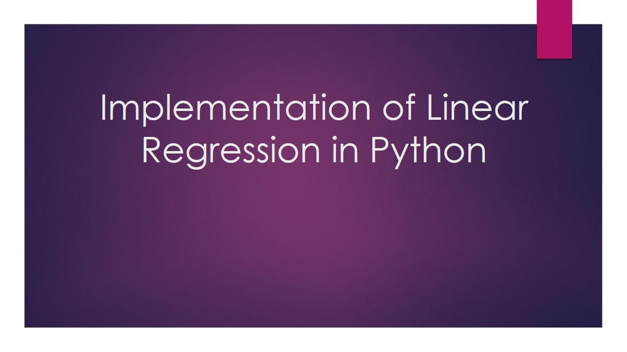 Linear Regression With Python Implementation Ophl
