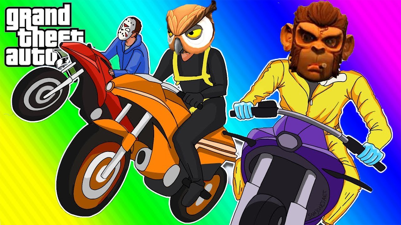 Vanossgaming Gta 5 Online Funny Moments Flying Rocket Bike Race Youtube