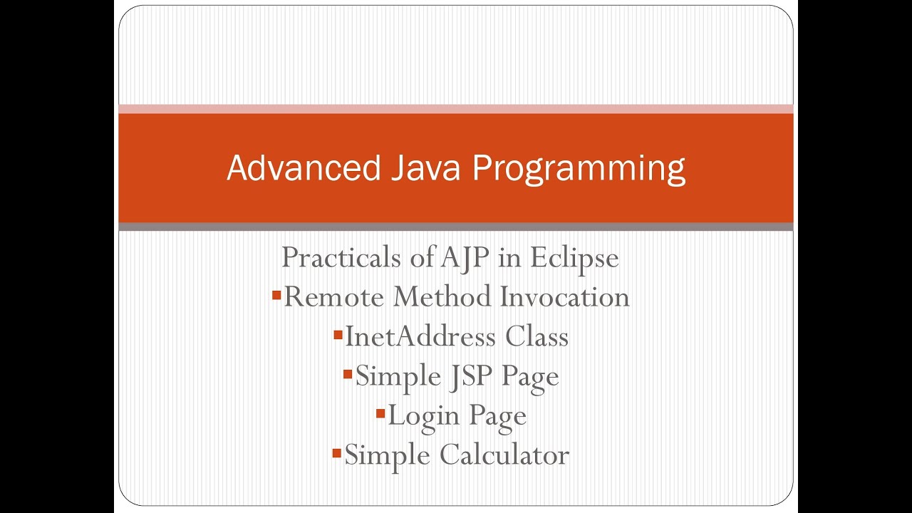 Advanced Java Programming Sppu Practicals Youtube