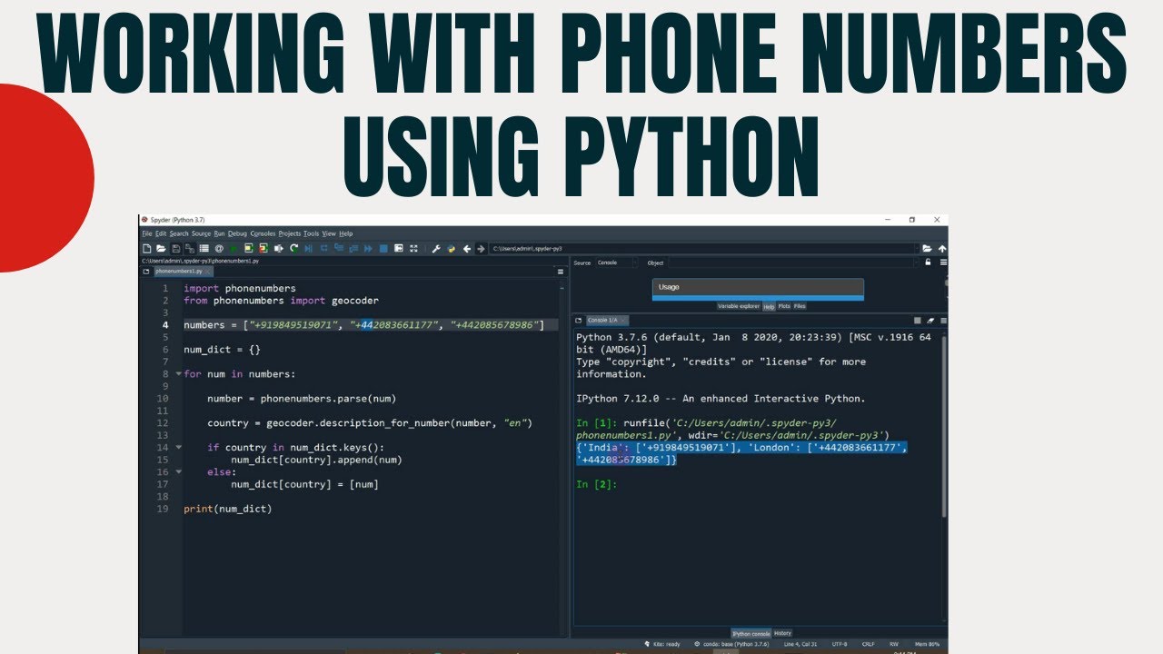 Working With Phone Numbers Using Python Phonenumbers Library Youtube