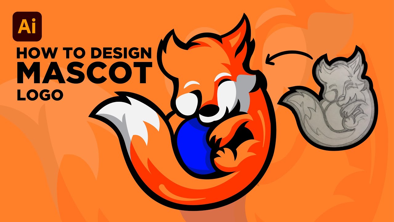 Adobe Illustrator Tutorial How To Design Fox Mascot Logo From Sketch