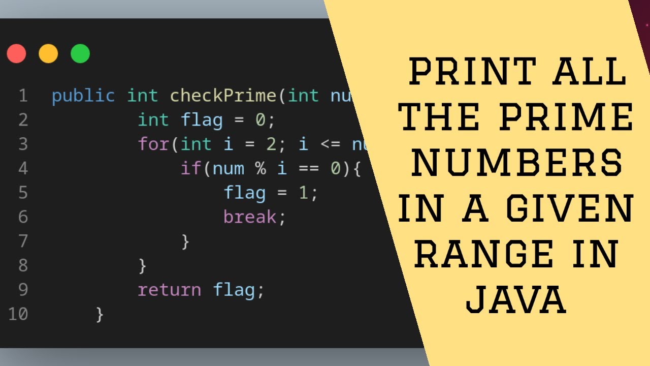 Print All The Prime Numbers In A Given Range In Java Youtube