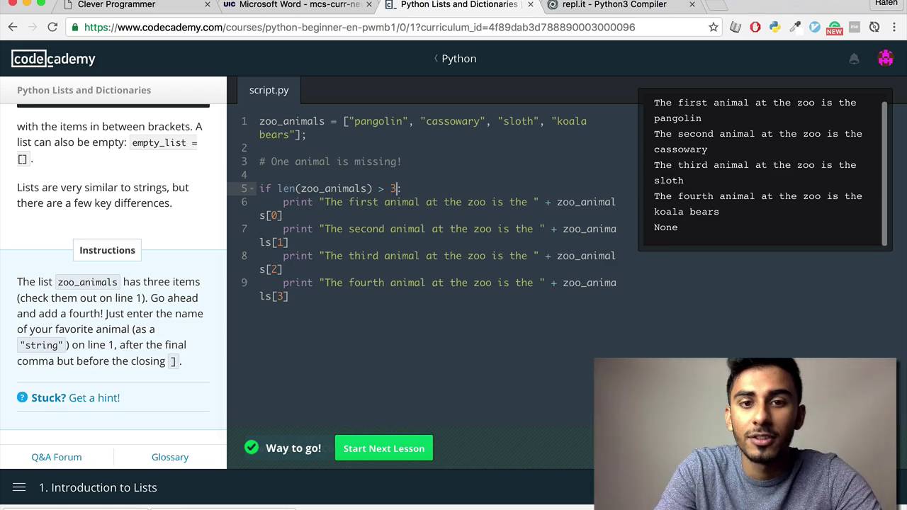 Codecademy Python Tutorial 7 Youtube
