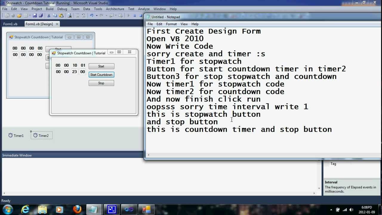 Visual Basic Stopwatch Countdown Youtube