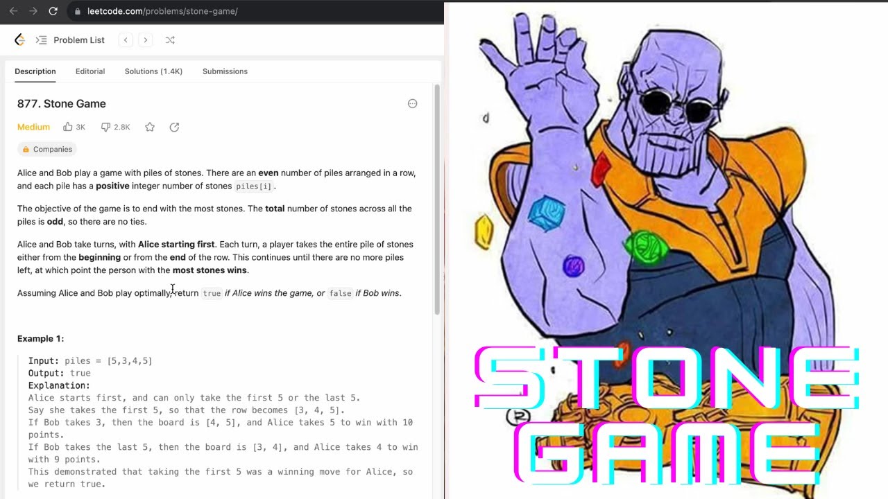 Leetcode 877 Stone Game Dp Easy Youtube