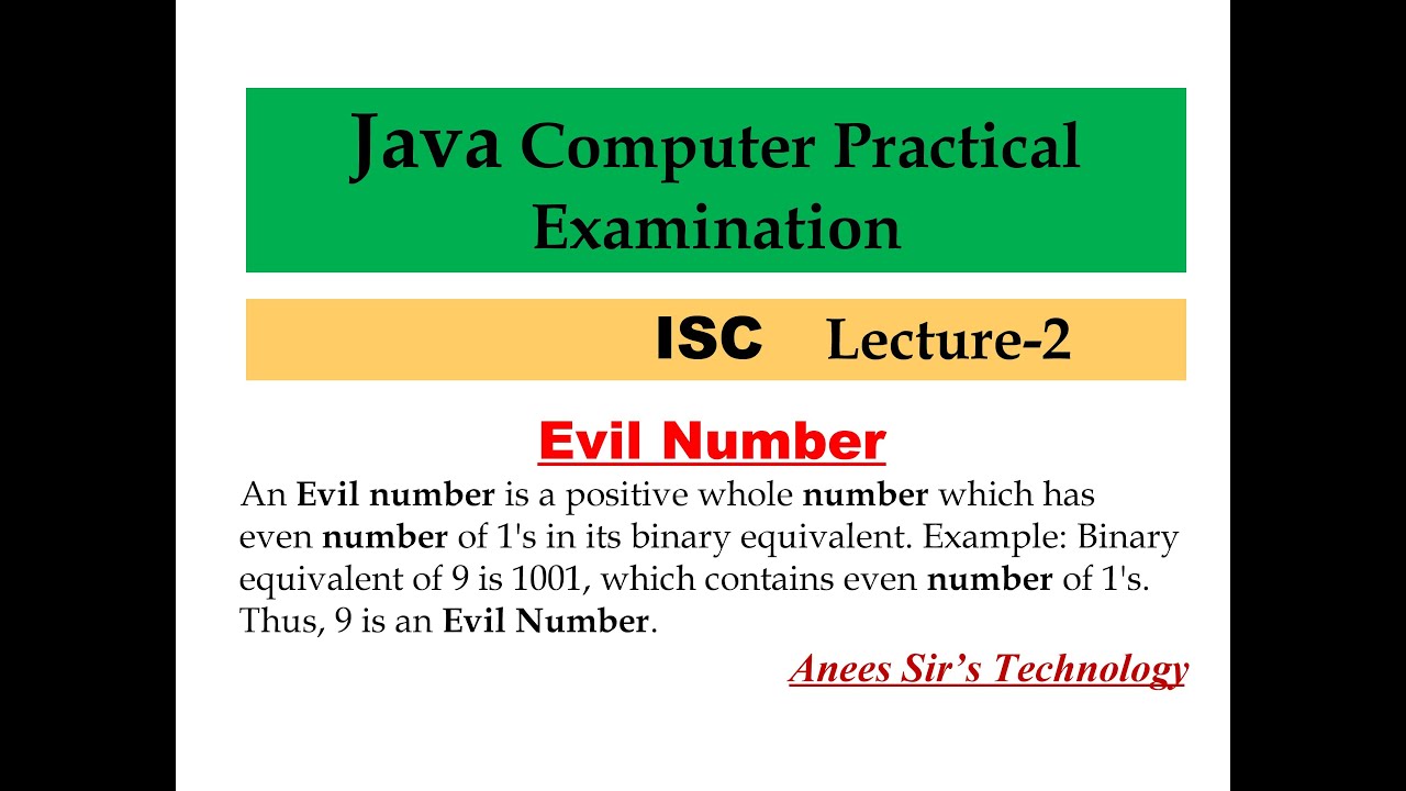Java Board Practical Evil Number Practical Lecture 1 Easily