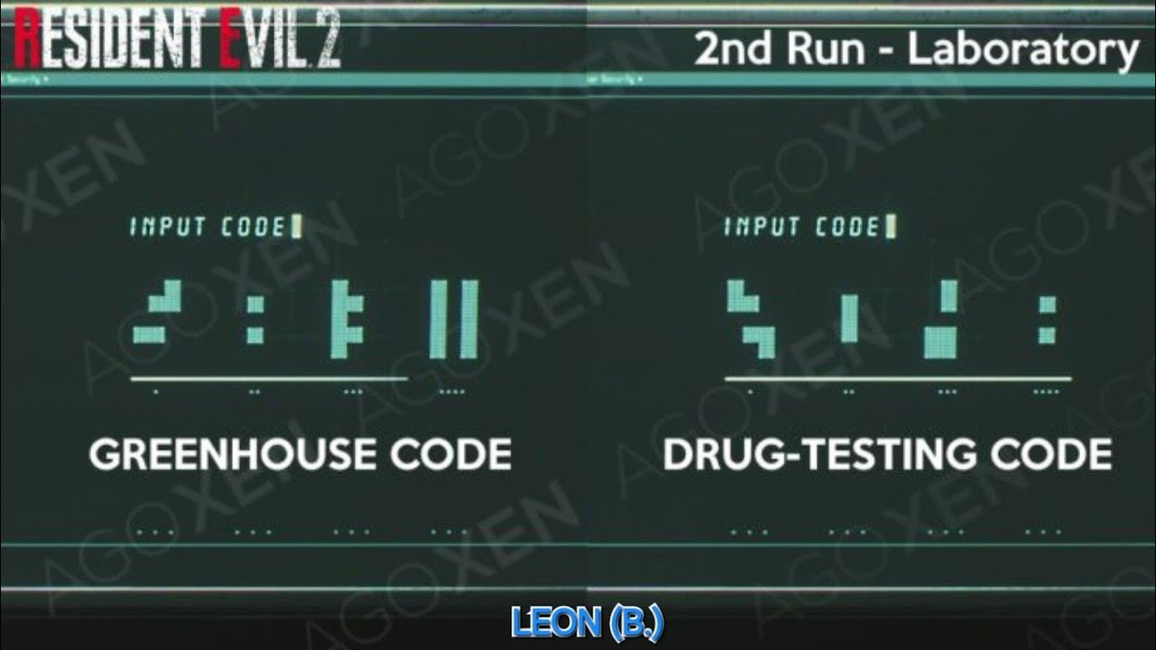 Re2 Remake Leon 2nd Run Lab Codes Green House Drug Lab Youtube