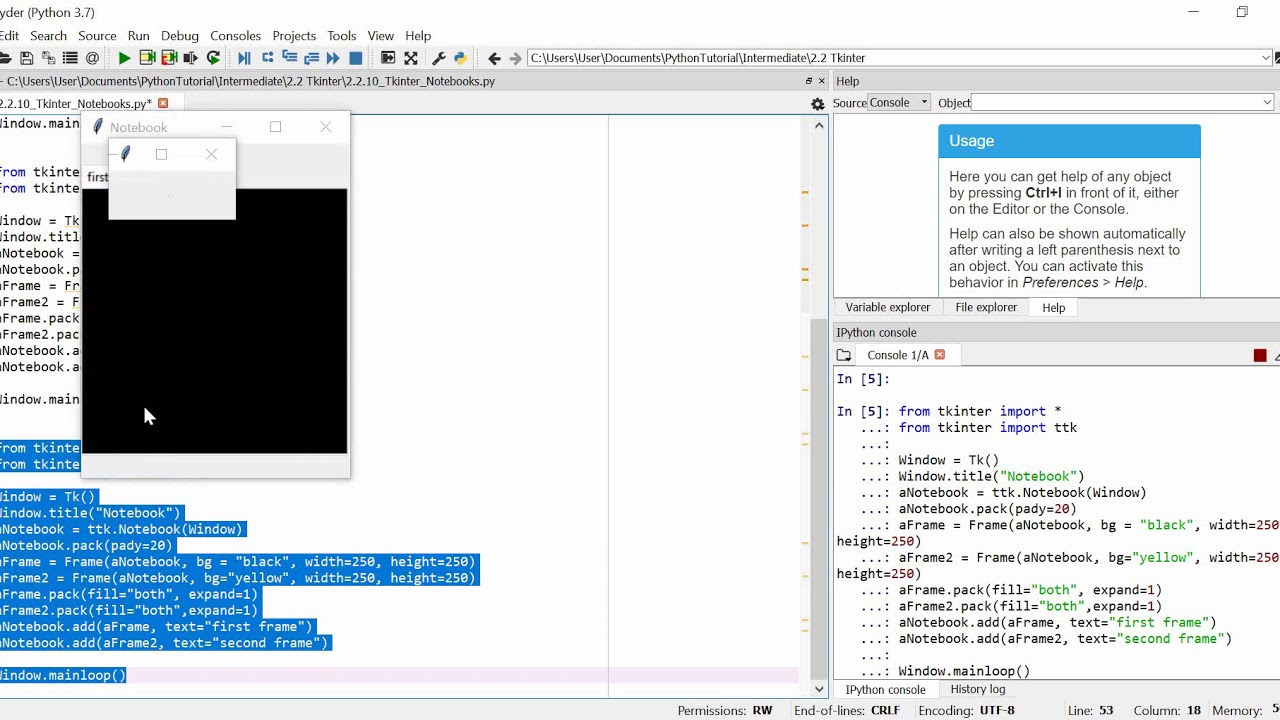 Pythontutorial 2 2 10 Tkinter Notebooks Youtube