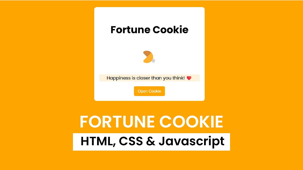 Fortune Cookie Html Css Javascript Youtube