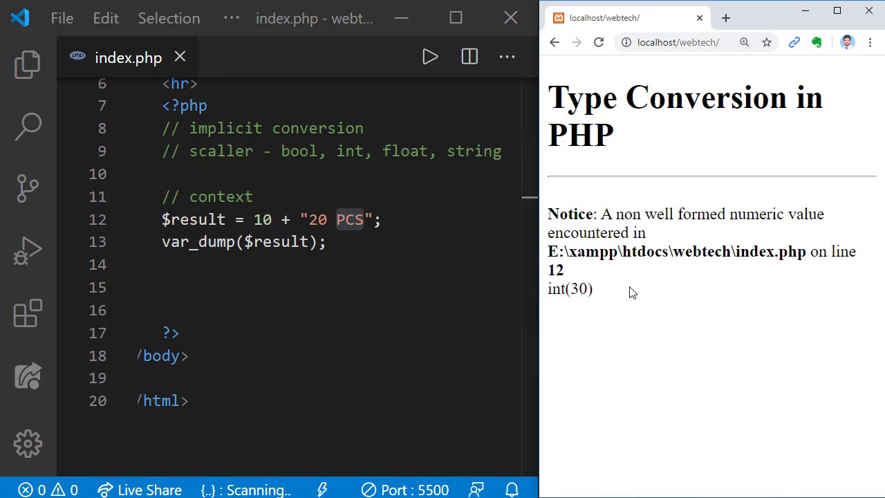 16 Php Course Implicit Type Conversion Youtube