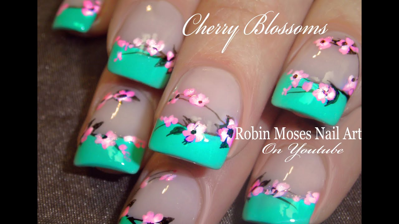 Easy Cherry Blossom Nails Spring Flower Nail Art Design Tutorial