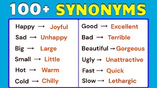 Learn 100 Common Synonyms Words In English To Improve Your Vocabulary ...