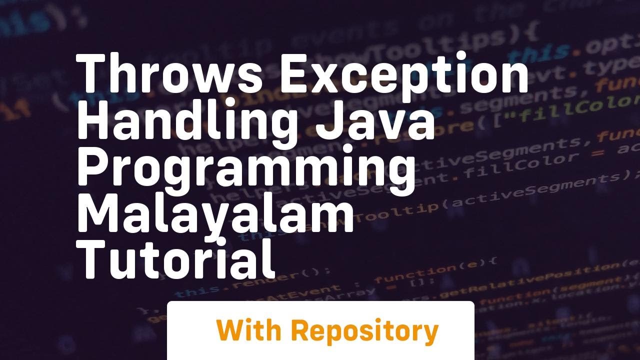 Throws Exception Handling Java Programming Malayalam Tutorial Youtube
