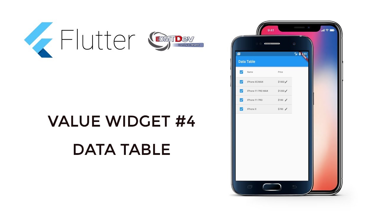 Flutter Tutorial Value Widgets 4 Data Table Youtube